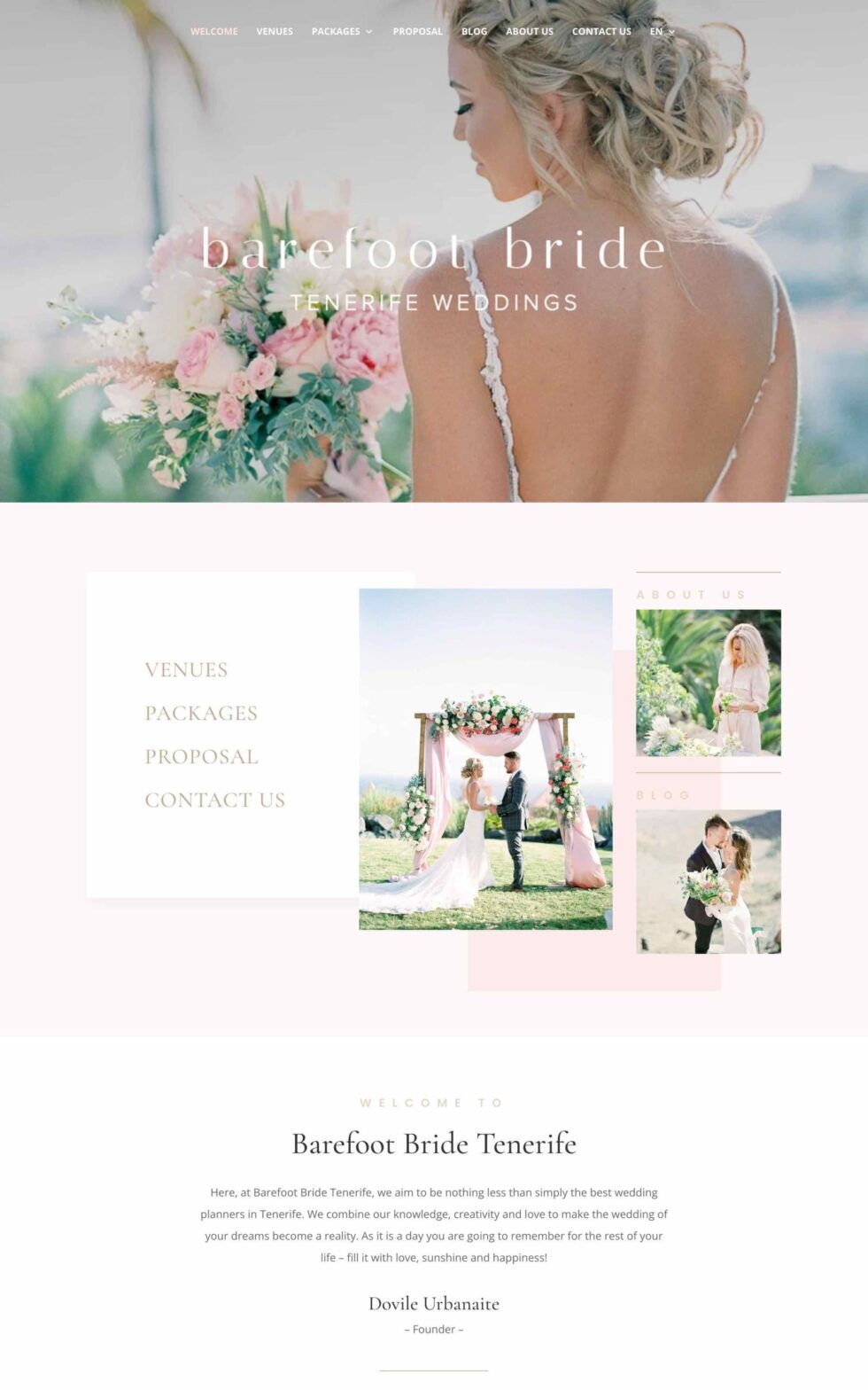 Barefoot Bride Website Example by Ericks Webs Design