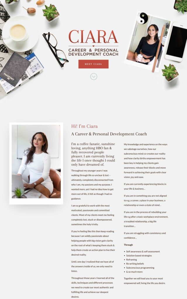 Coaching with Ciara Website Example by Ericks Webs Design