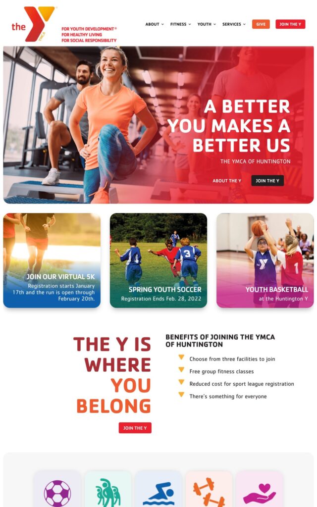 YMCA Website Example by Ericks Webs Design